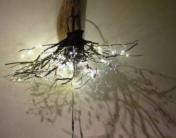 Tree root chandelier mobile driftwood with fairy LED lights