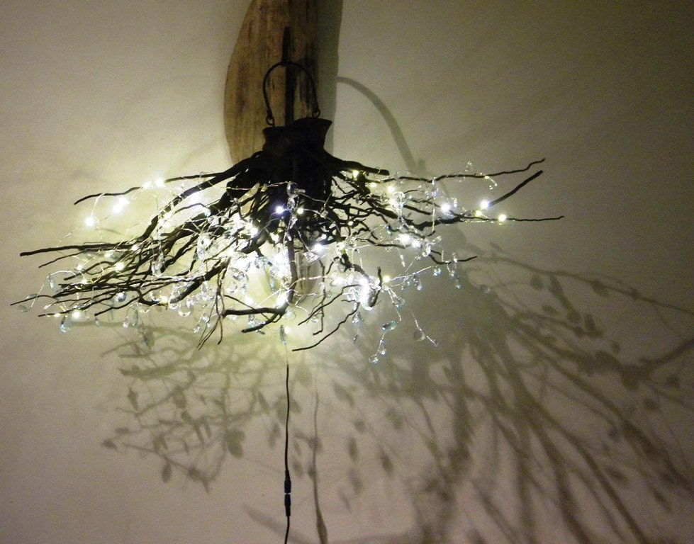 Tree root chandelier mobile driftwood with fairy LED lights