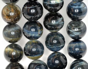 6mm Blue Tiger Eye Hawk Eye Gemstone Grade A Round 6mm by DayBeads