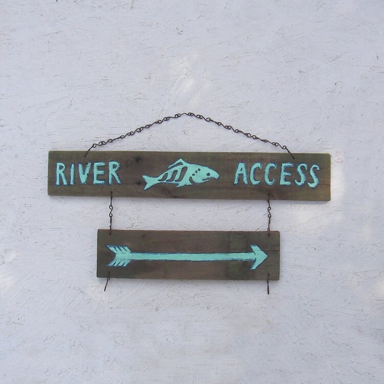 River Access Sign Flip Arrow Sign Native American by ArtfulHorizon