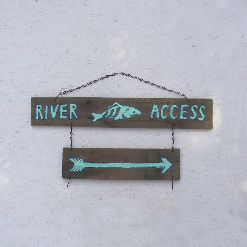 River Access Sign Flip Arrow Sign Native American by ArtfulHorizon