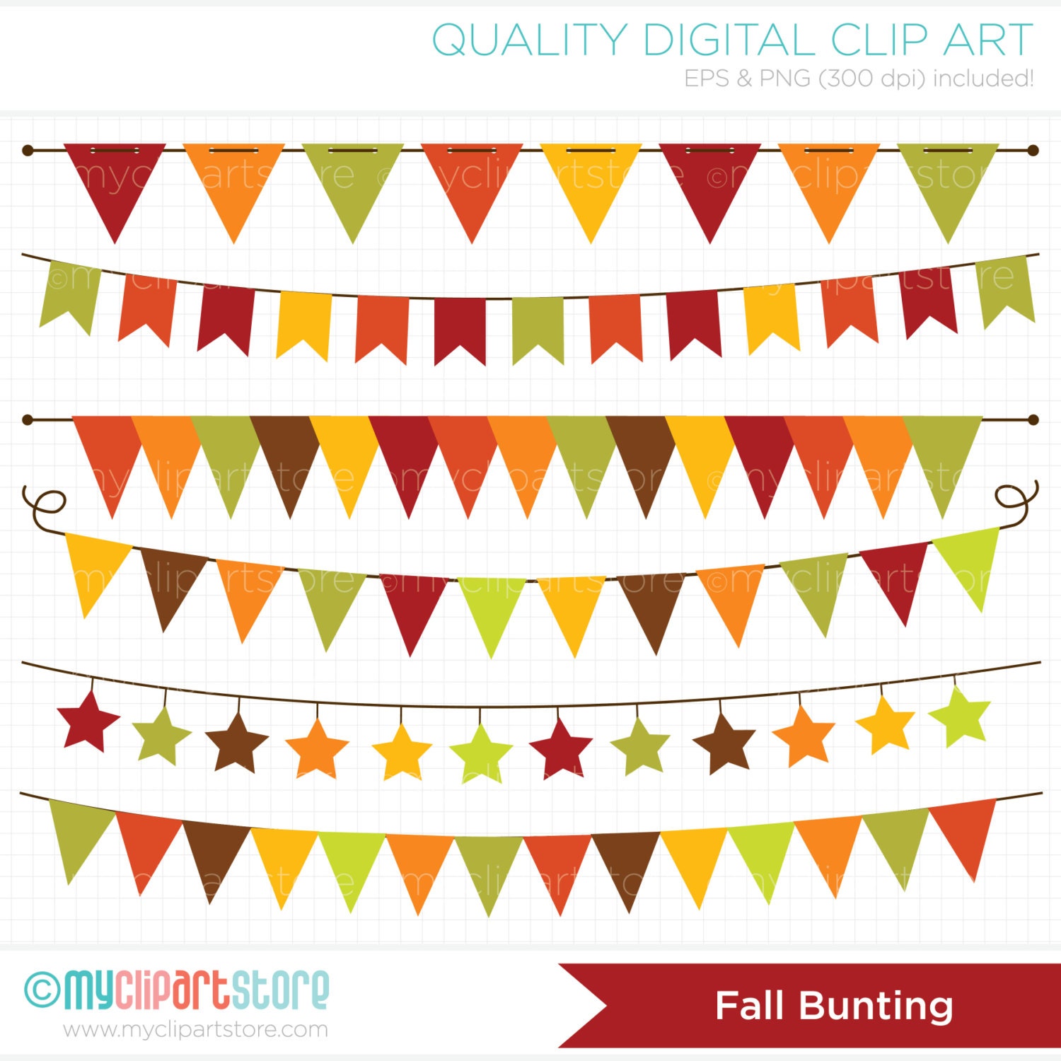 Bunting Autumn / Fall Bunting Clipart Thanksgiving Banner