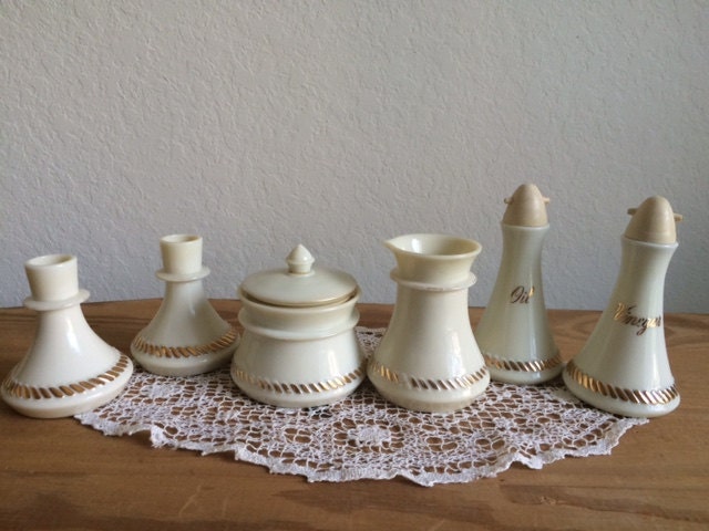 Vintage Ivory and Gold Wheaton Ware Serving Set–Creamer, Sugar Bowl ...
