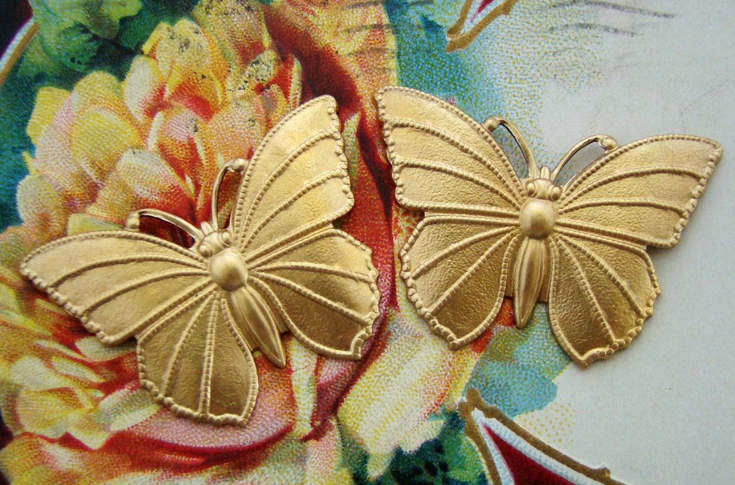 Large Vintage Style Raw Brass Butterfly by alyssabethsvintage