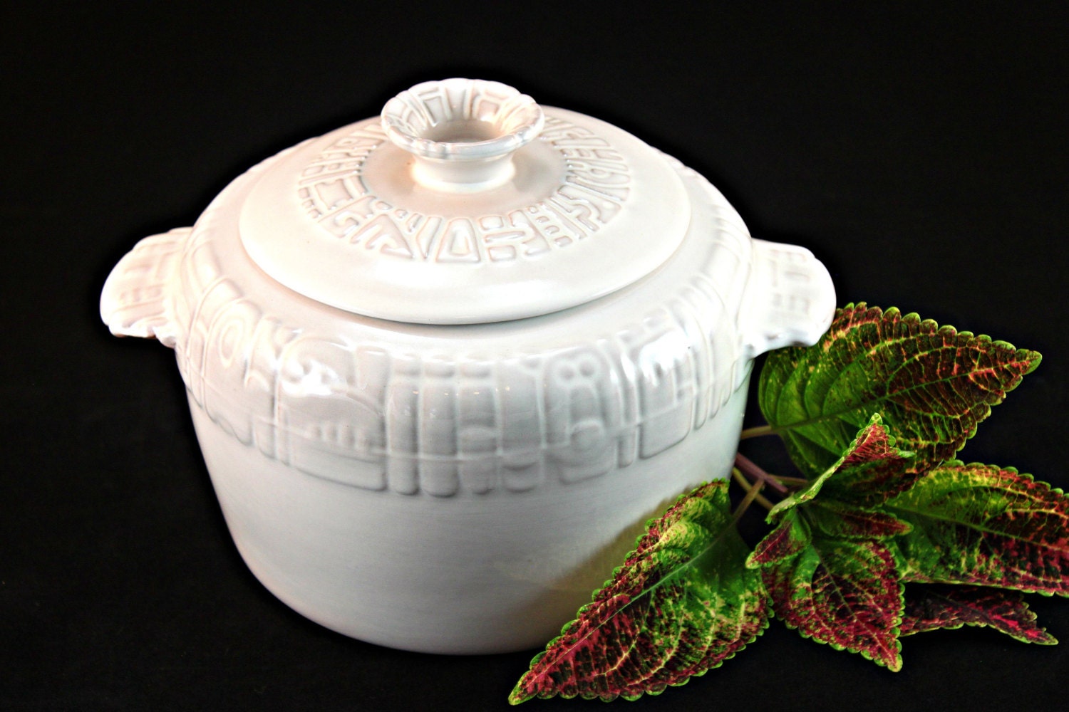 Frankoma Bean Pot Frankoma Mayan Aztec 7W Frankoma Lidded