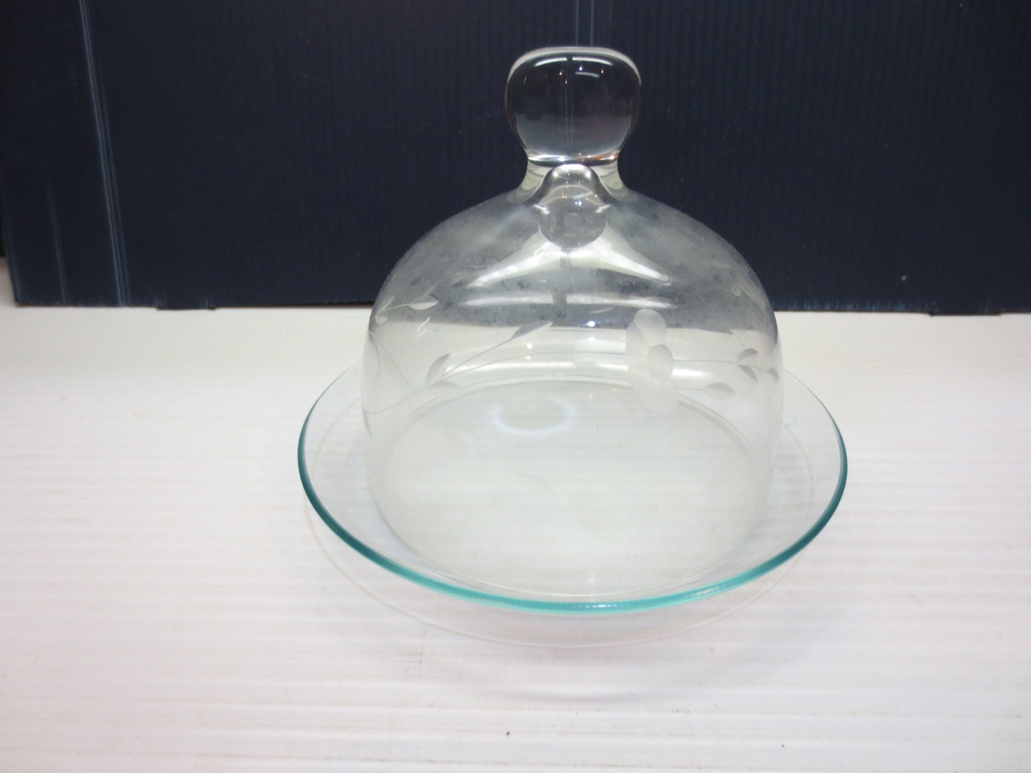Vintage Etched Glass Covered Round Butter Dish – Princess House ...