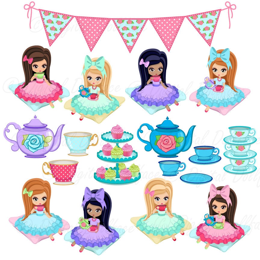 Tea Party Clip Art Girl Friends / Tea Time Clipart