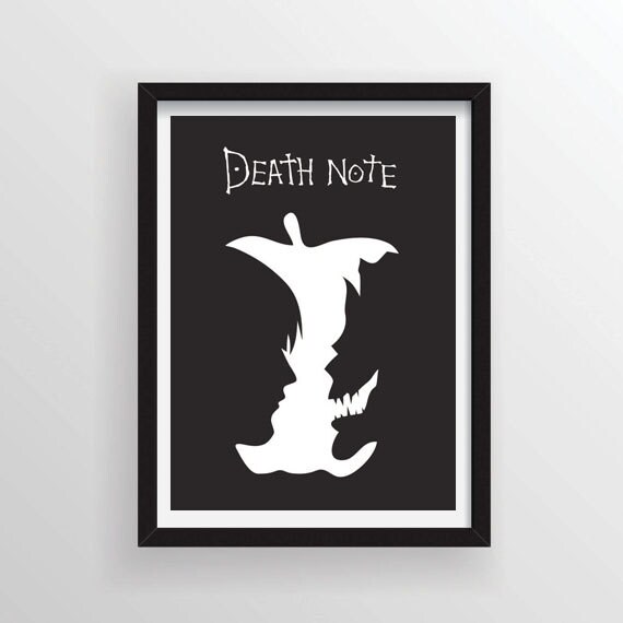 8.5 x 11 Death Note Minimal Poster in Black Premium Poster
