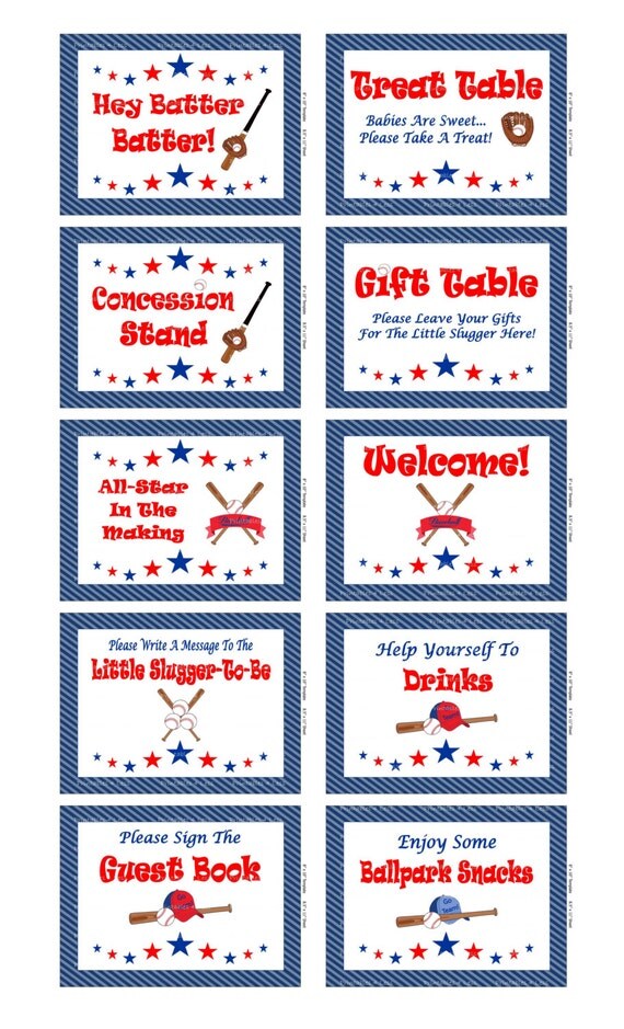 Baseball Baby Shower Signs Baby Shower Table Sign Printable
