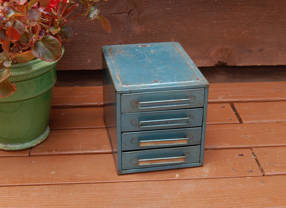 Small Metal Parts Box, Industrial Storage Box, Small Blue Tool Cabinet ...