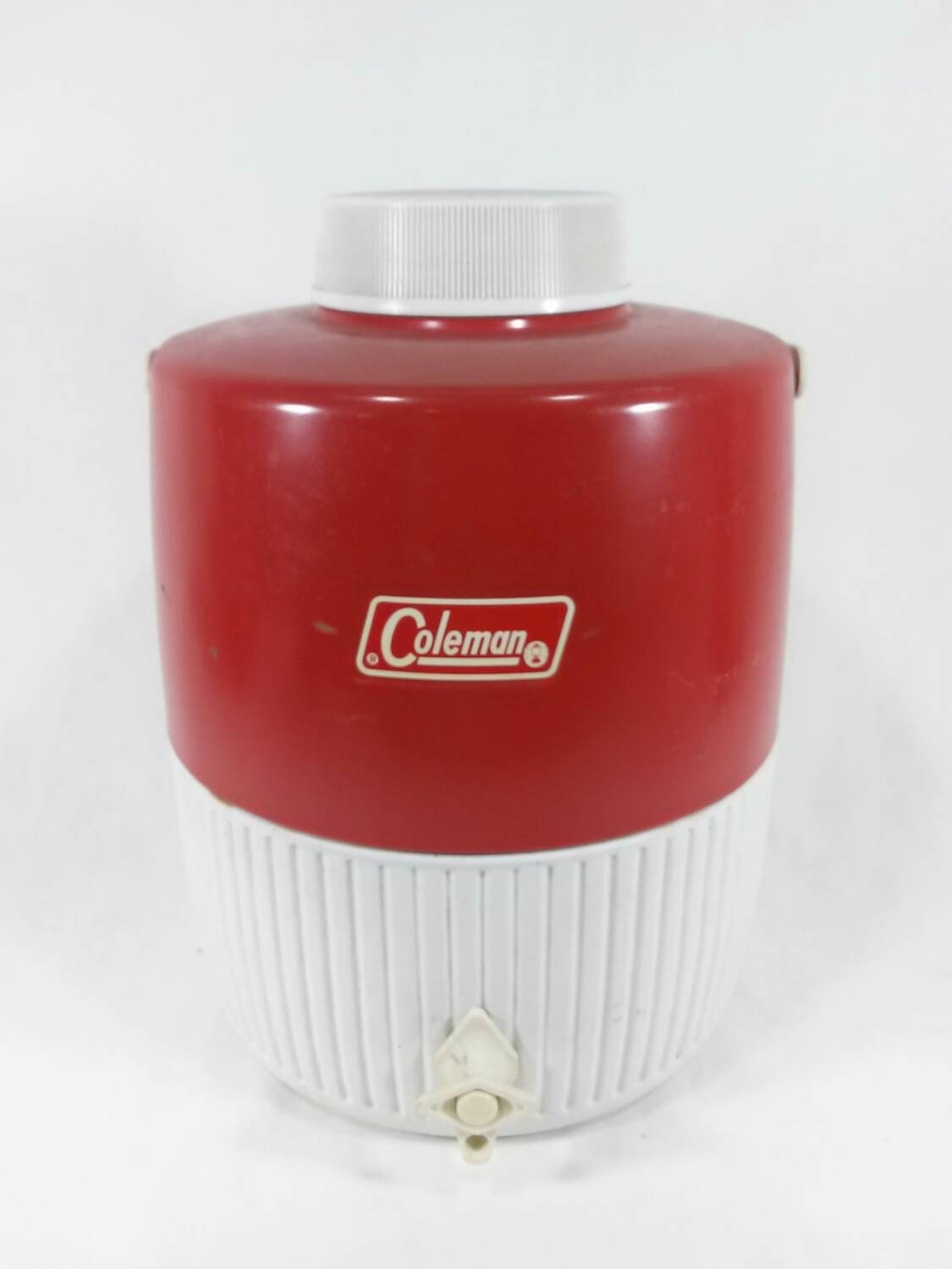 Vintage red Coleman water jug cooler retro picnic bbq camping drink ...
