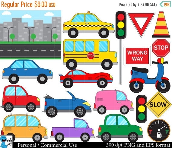 ON SALE Cars Set Clipart Digital Clip Art Graphics by HaHaHaArt