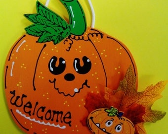 Adorable HALLOWEEN Door Room SIGN Pumpkin Plaque by 3CraftyMillers