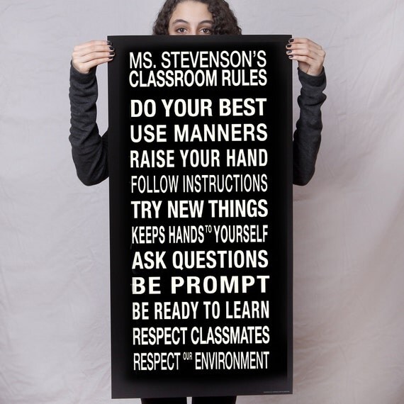 Classroom Rules Subway Sign Personalized Art Print For