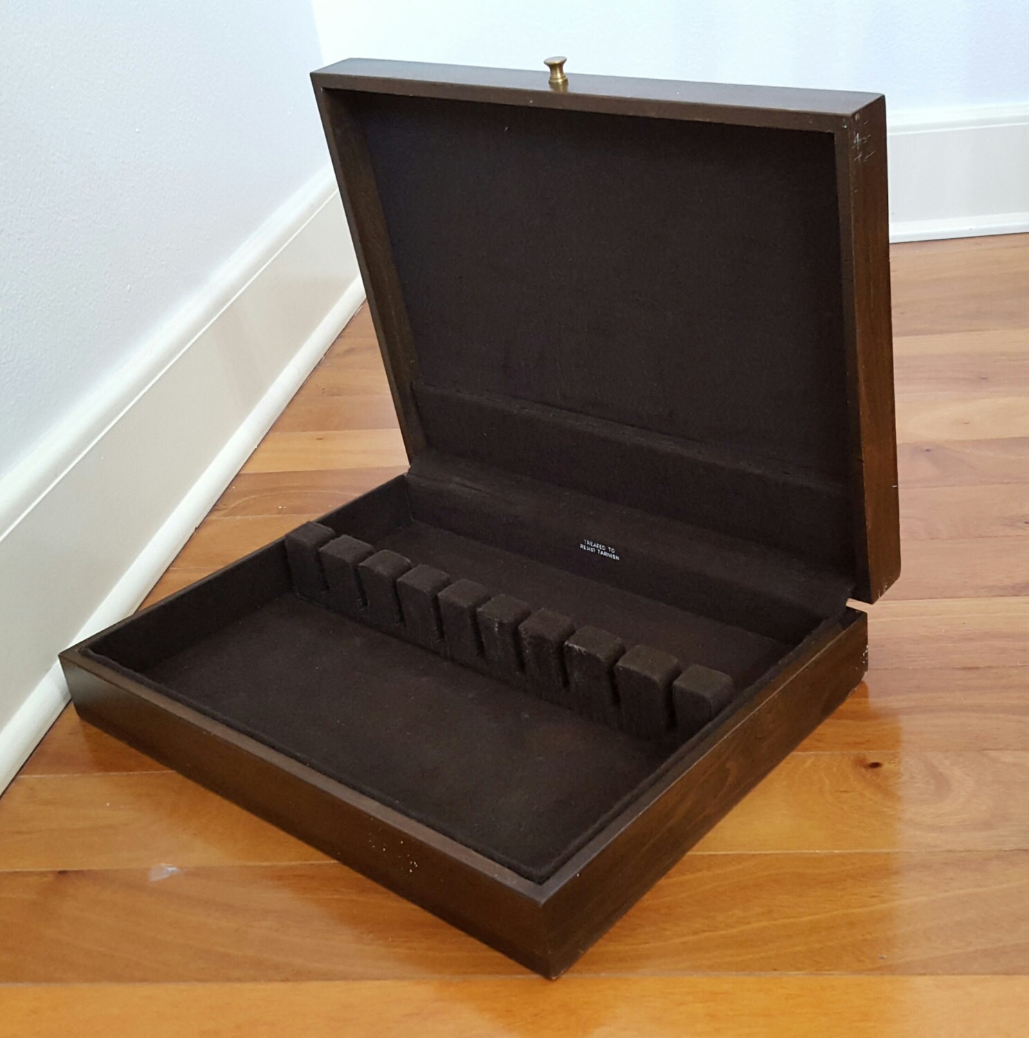 Vintage Dark Finish Wooden Silverware/Flatware Storage Box/Chest for 12 ...