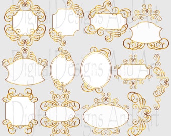 Gold frames clip art | Etsy