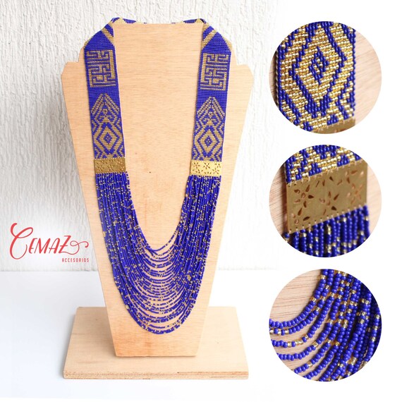 Collares en mostacilla tejidos en telar - Imagui