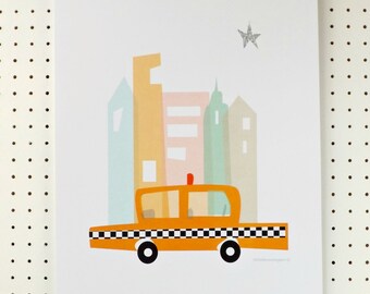 Yellow cab poster | Etsy