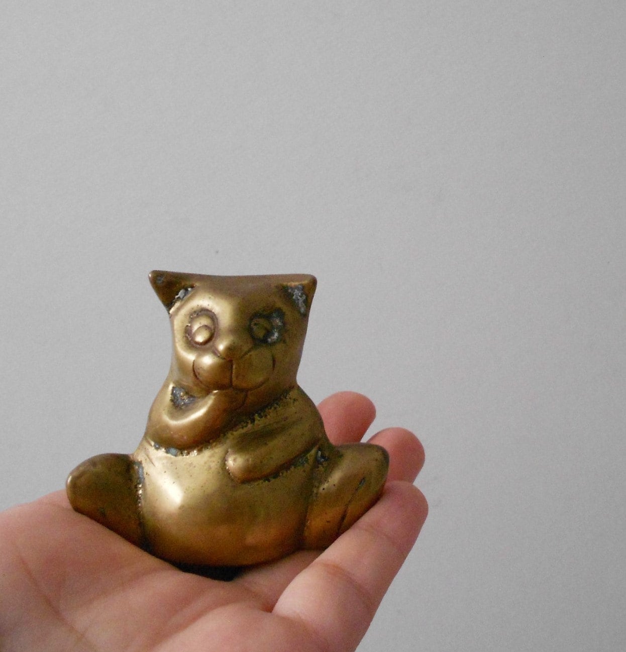 vintage solid brass cat figurine