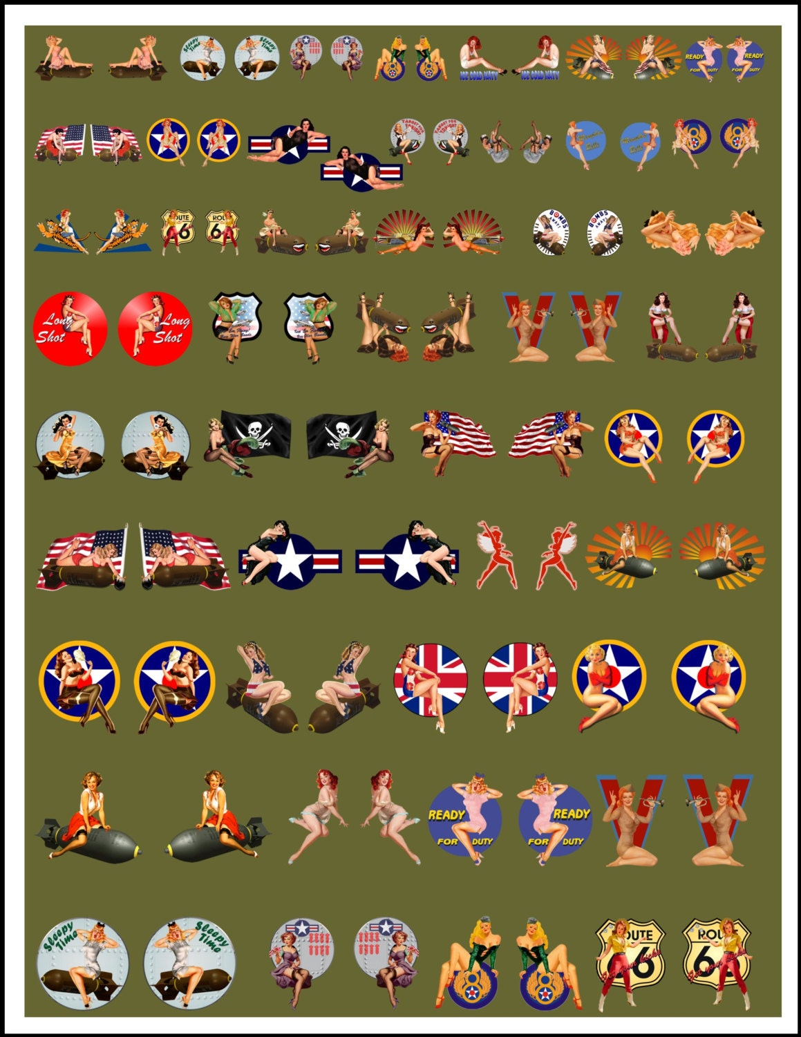 WWII Pinup Model Building Nose Art decal 1 72 to 1 32 backed