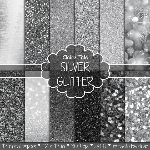 Silver digital paper: SILVER GLITTER silver paper