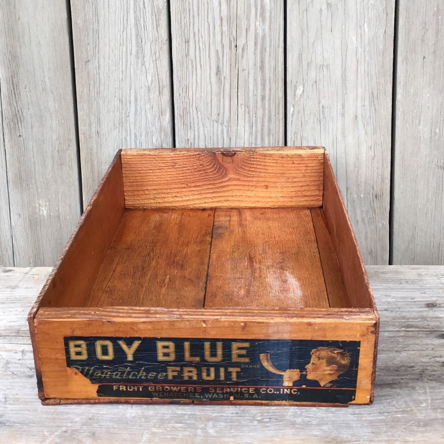 vintage wood box , wood fruit crate, blue boy fruit – Haute Juice