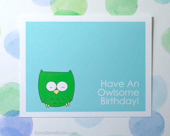 Owl Happy Birthday Card Pun Birthday Card Fun By SunnyDoveStudio owl-happy-birthday-card-pun-birthday-card-fun-by-sunnydovestudio