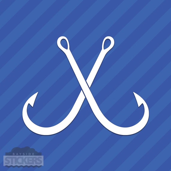 Crossed Fishing Hooks Vinyl Decal Sticker Deep Sea Boat Anchor