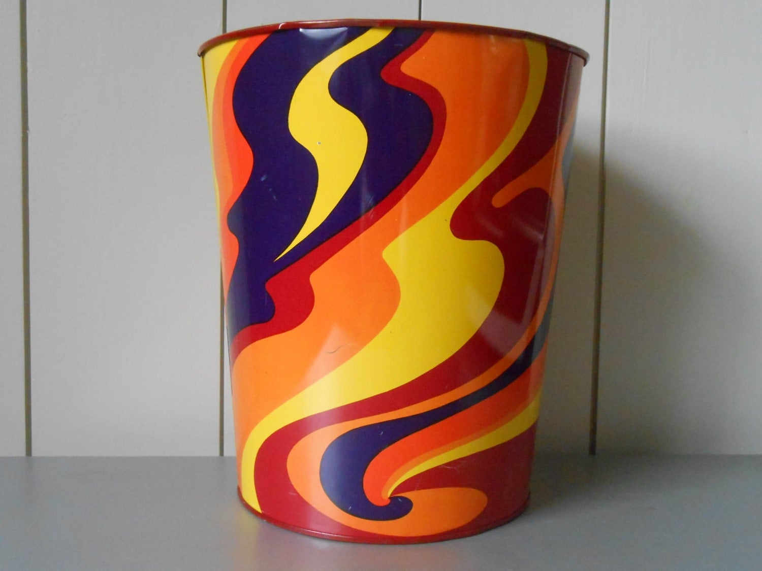 Amazing vintage 1970s TOMADO tin waste paper bin / trash can ...