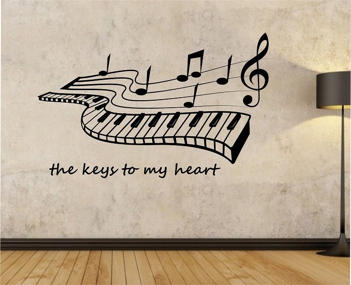 Piano Wall Decal KEYS TO My HEART vinyl Sticker Art Decor