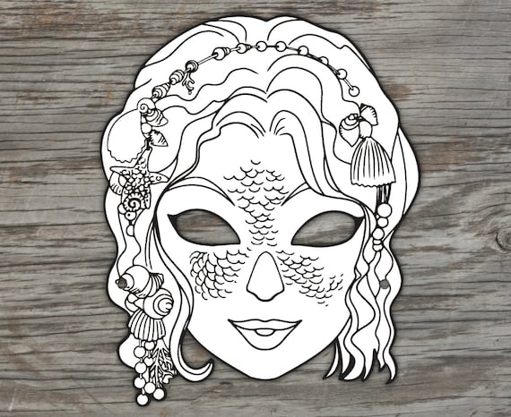 Mermaid Mask to colour in Digital File