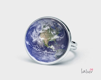 Earth Ring Planet Earth Jewelry Space Ring Earth Day