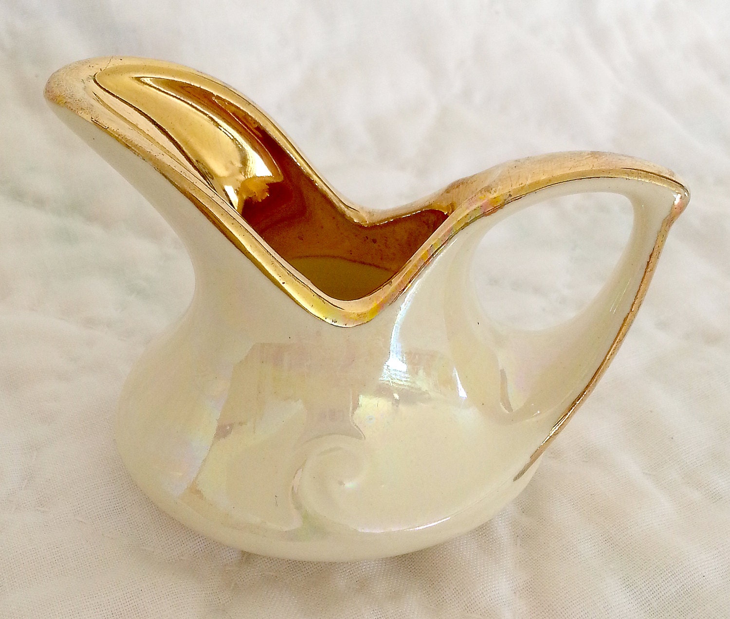 Vintage Pearl China White Lusterware Creamer. 22K Gold Trim. Circa 1940 ...