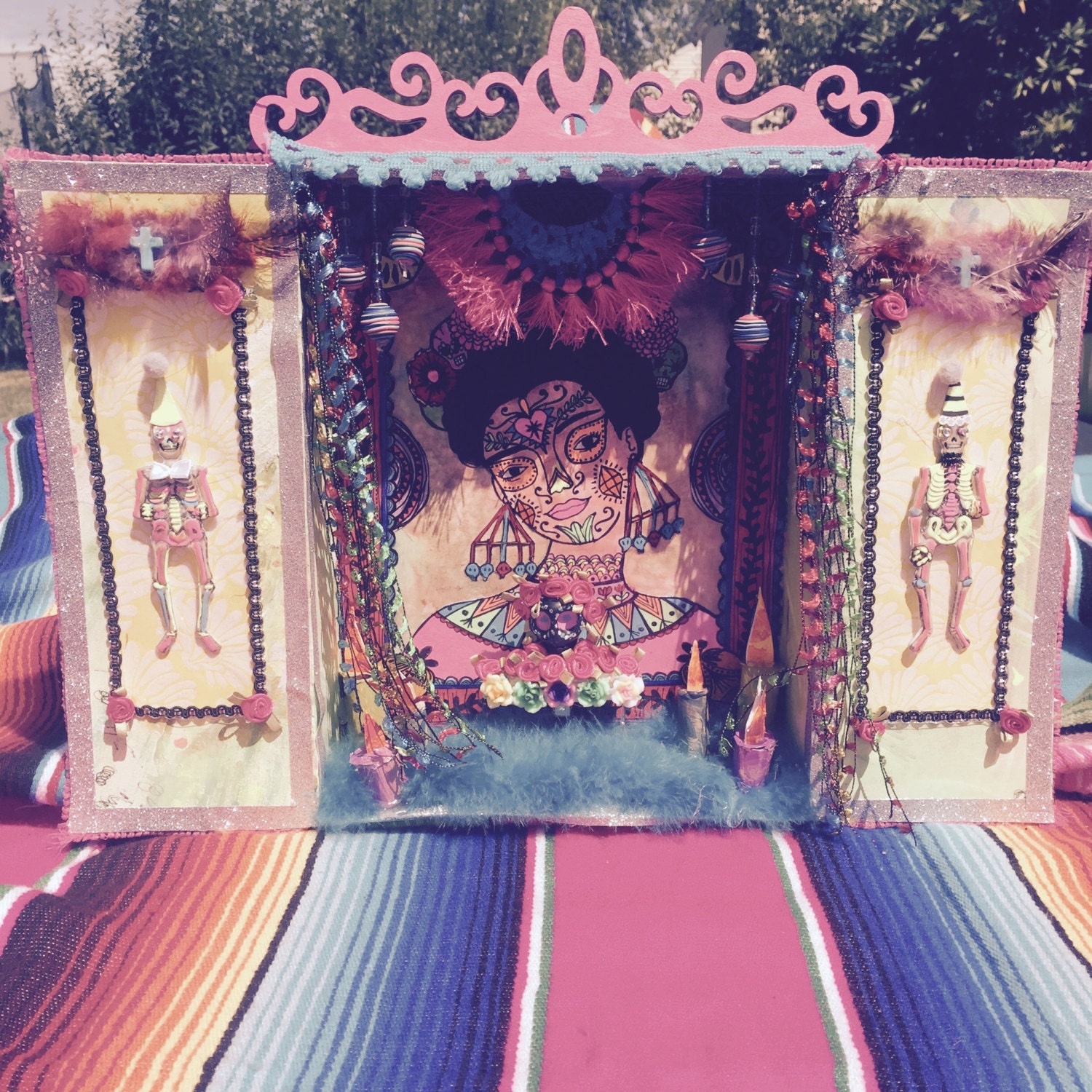 frida kahlo day of the dead sugar skull shadow by Lovemyartfarm