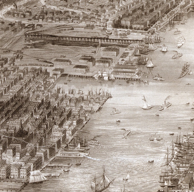 Greeting card of Manhattan New York City. by RetroPrintmaker