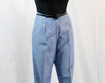 vintage | 50s 60s pin up rockabilly chambray high waist clam diggers pants
