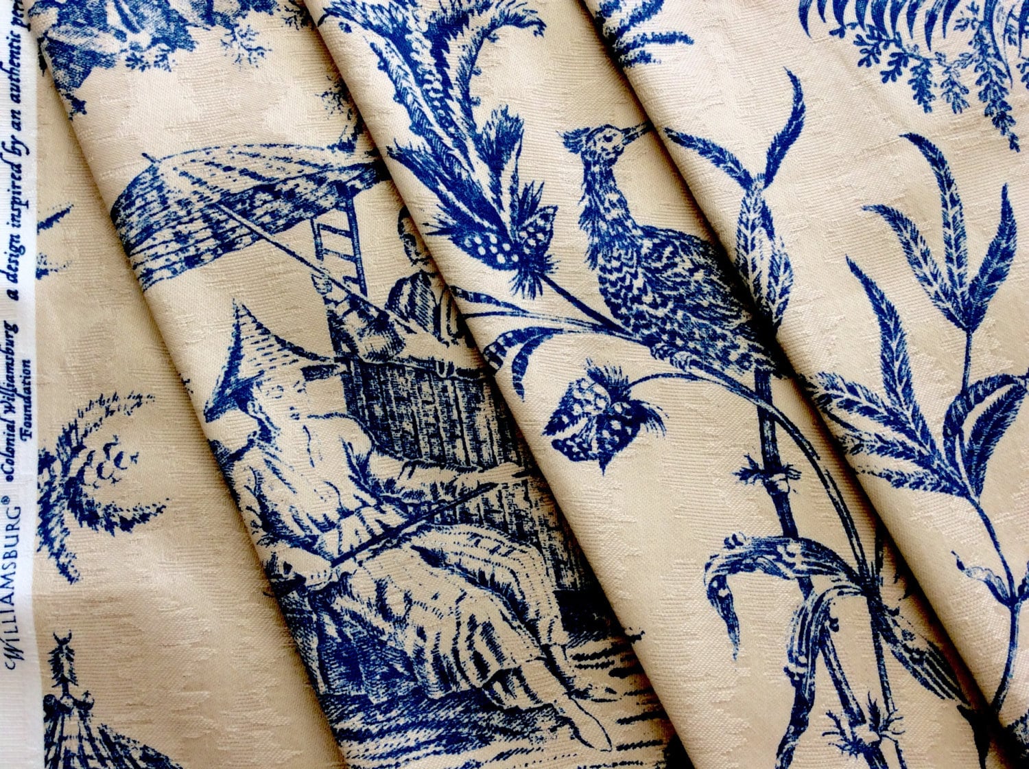 Chinoiserie Fabric / Asian Toile / Williamsburg by TheBonBonShoppe