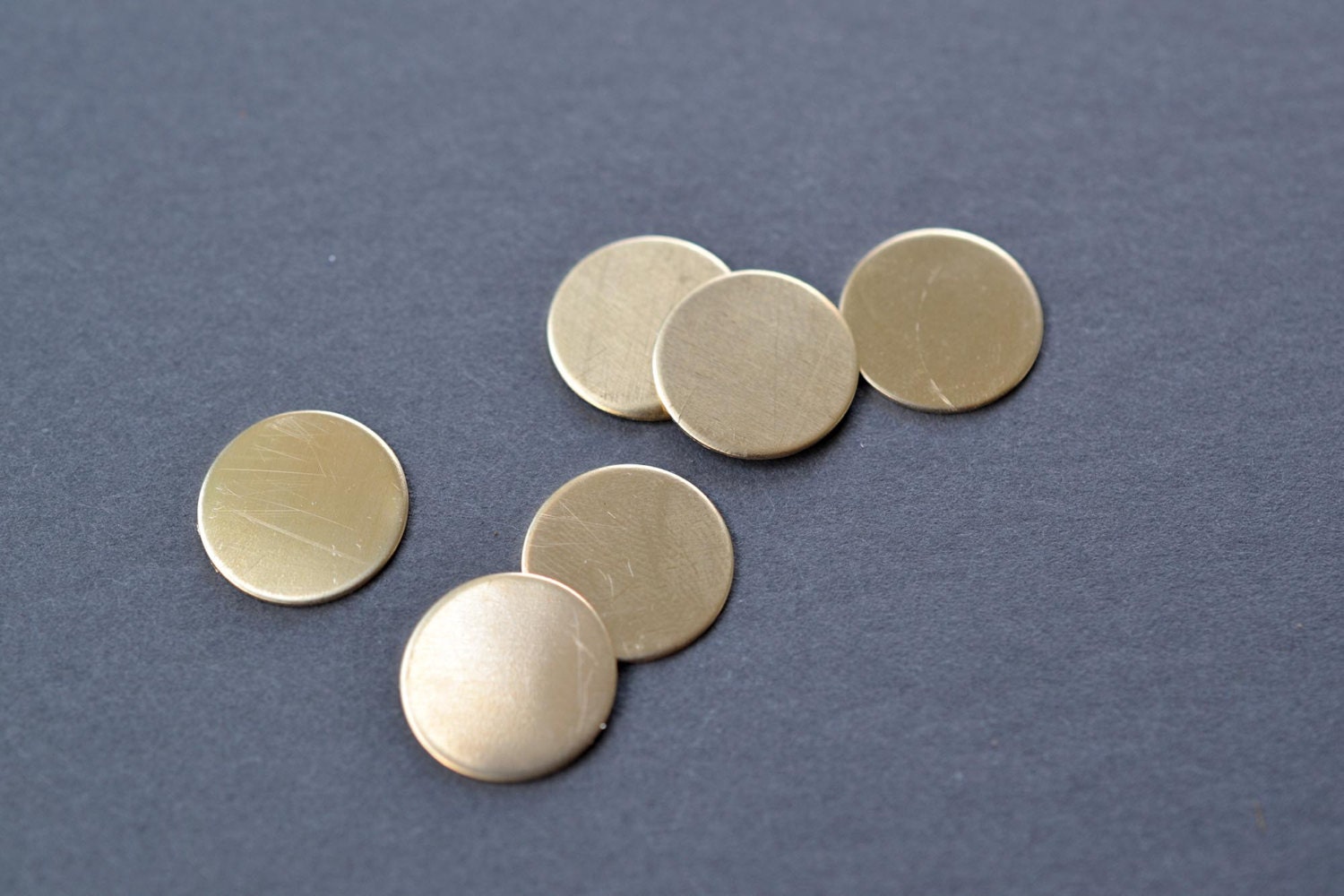 1/2 inch diameter brass discs set of 6