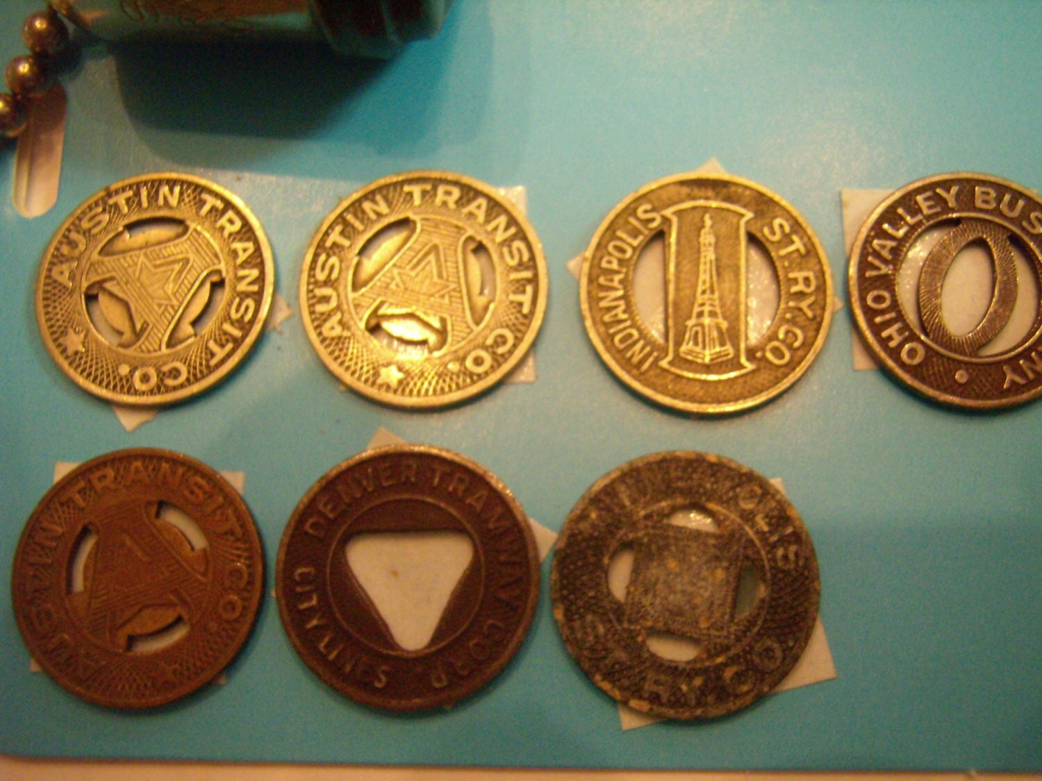 Vintage Transit Token Holder Key Chain 11 Tokens 1950s