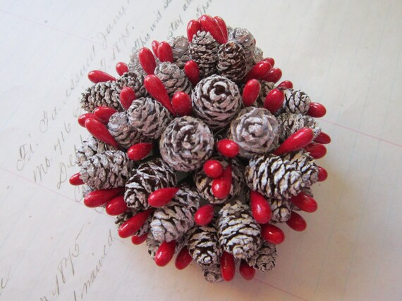 pine cone and berry picks miniature pinecones red berries