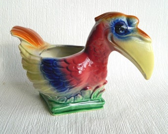 Items similar to Cute Vintage Ceramic Bird Planter on Etsy