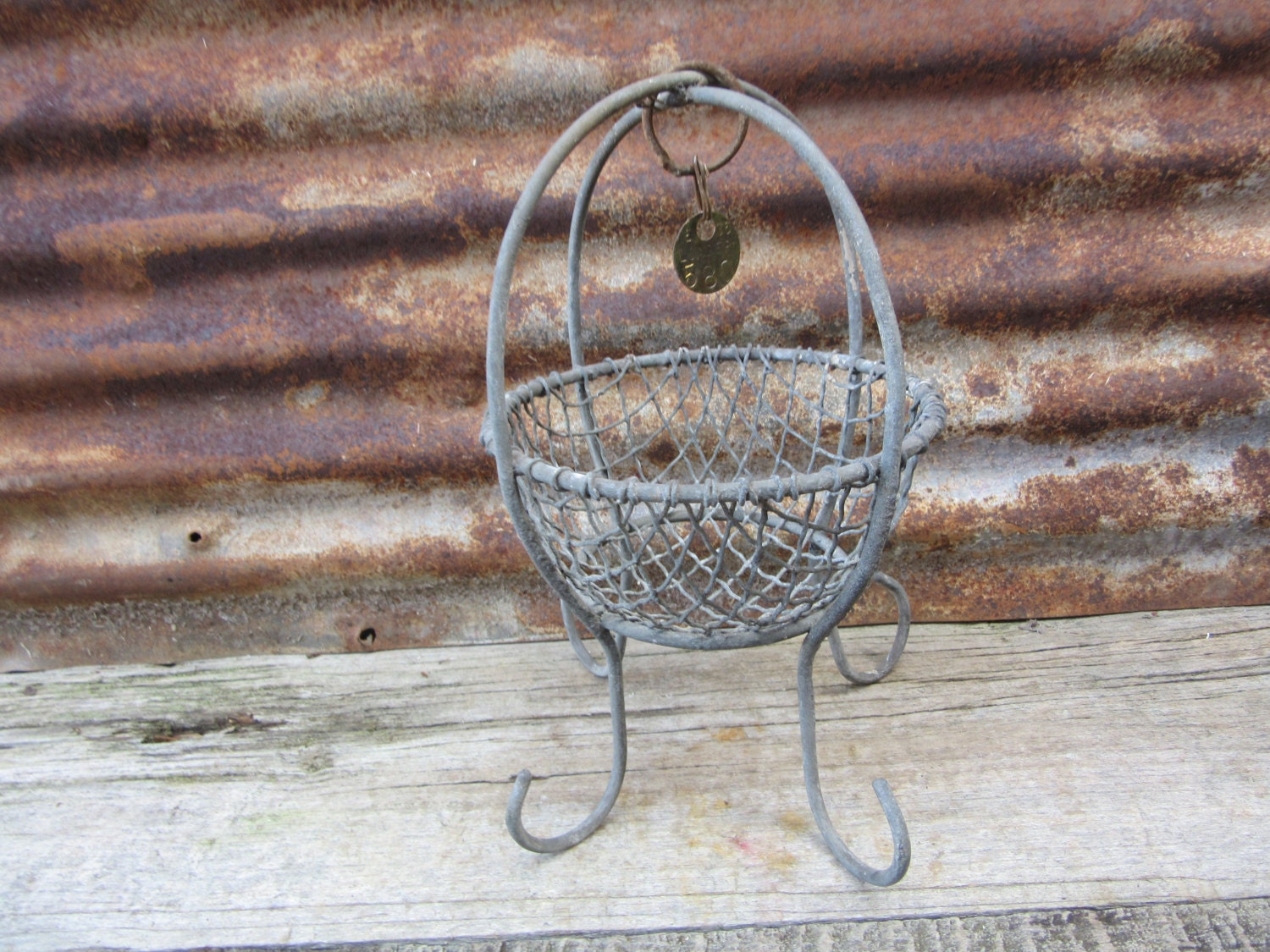 Antique Metal Miners Basket 1920s-1950s Era Vintage Wire Mesh Hanging ...