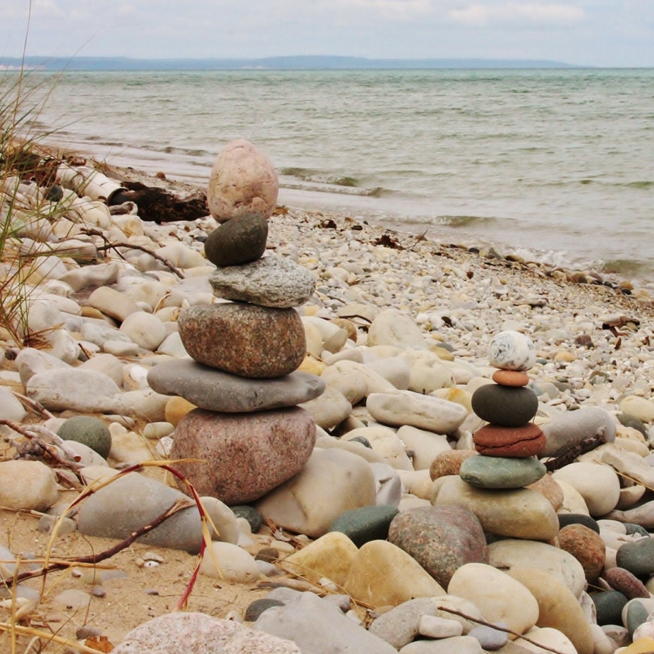 Original cairn rock art and jewelry from beach by StoneCairns