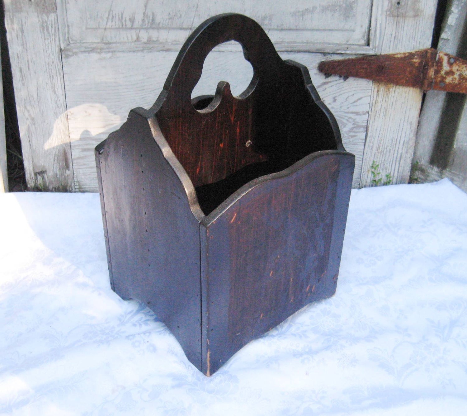 Vintage wood magazine rack, magazine holder/stand, brown wooden ...