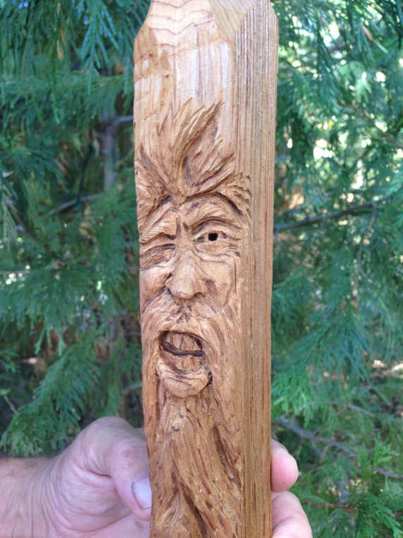 YELLING WINKING Hand Carved Wood Spirit Carving Cedar