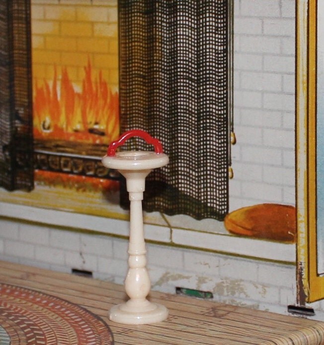 Plastic dollhouse furniture Renwal smoke stand tin litho three quarter ...