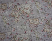 Popular items for world map fabric on Etsy