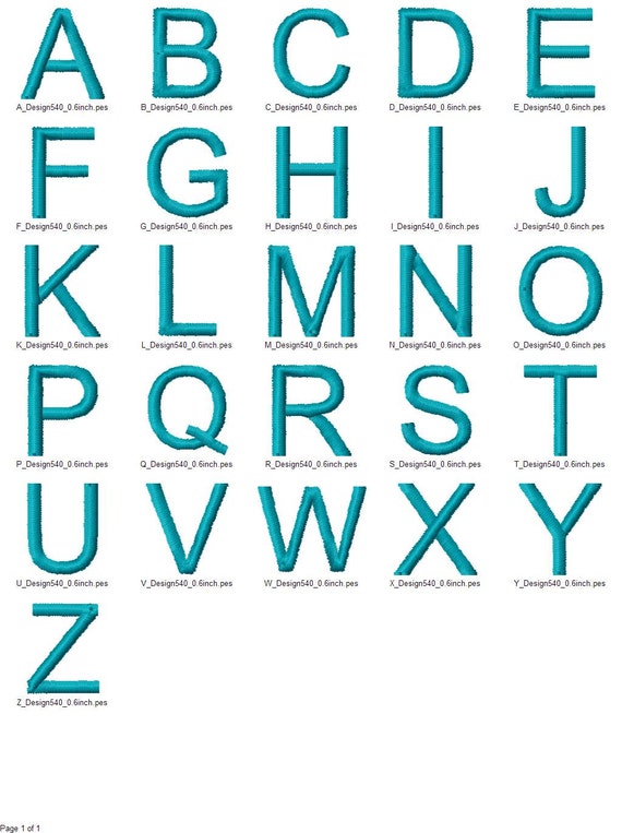 SMALL BLOCK FONT Embroidery Font Design 2 sizes great for