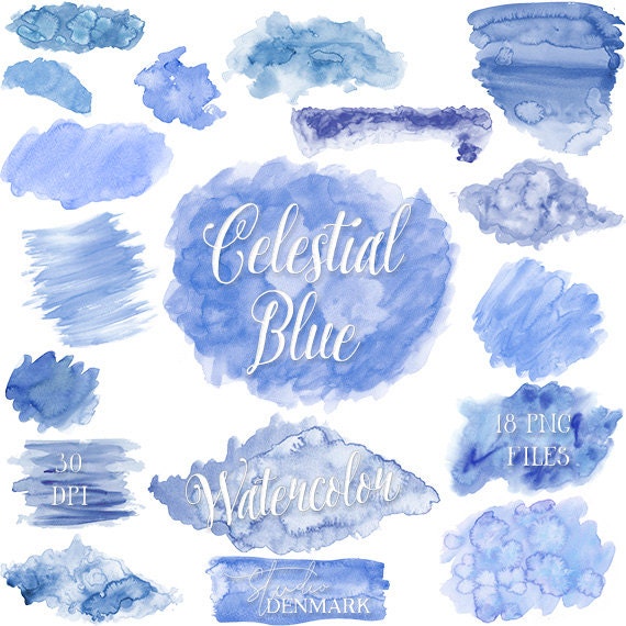 Celestial Blue Watercolor Clipart – Watercolor Clip Art – PNG ...