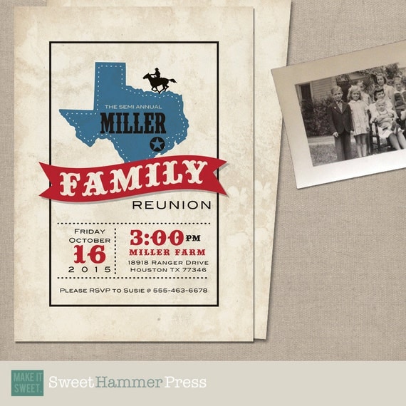 Texas Theme Party Family Reunion Invitation BBQ invitation